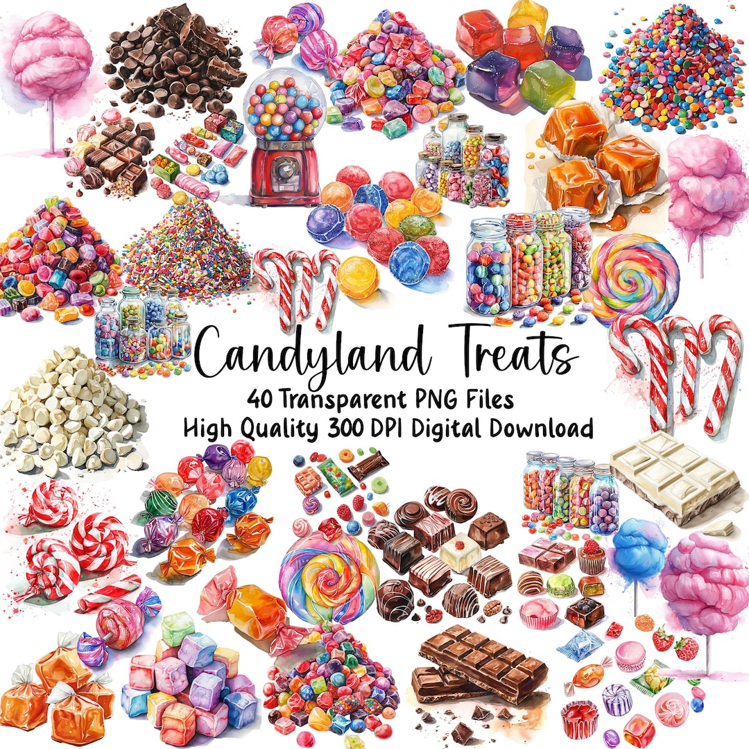 Candyland Clipart: Sweet Treats Graphics, Party Decor (commercial Use ...