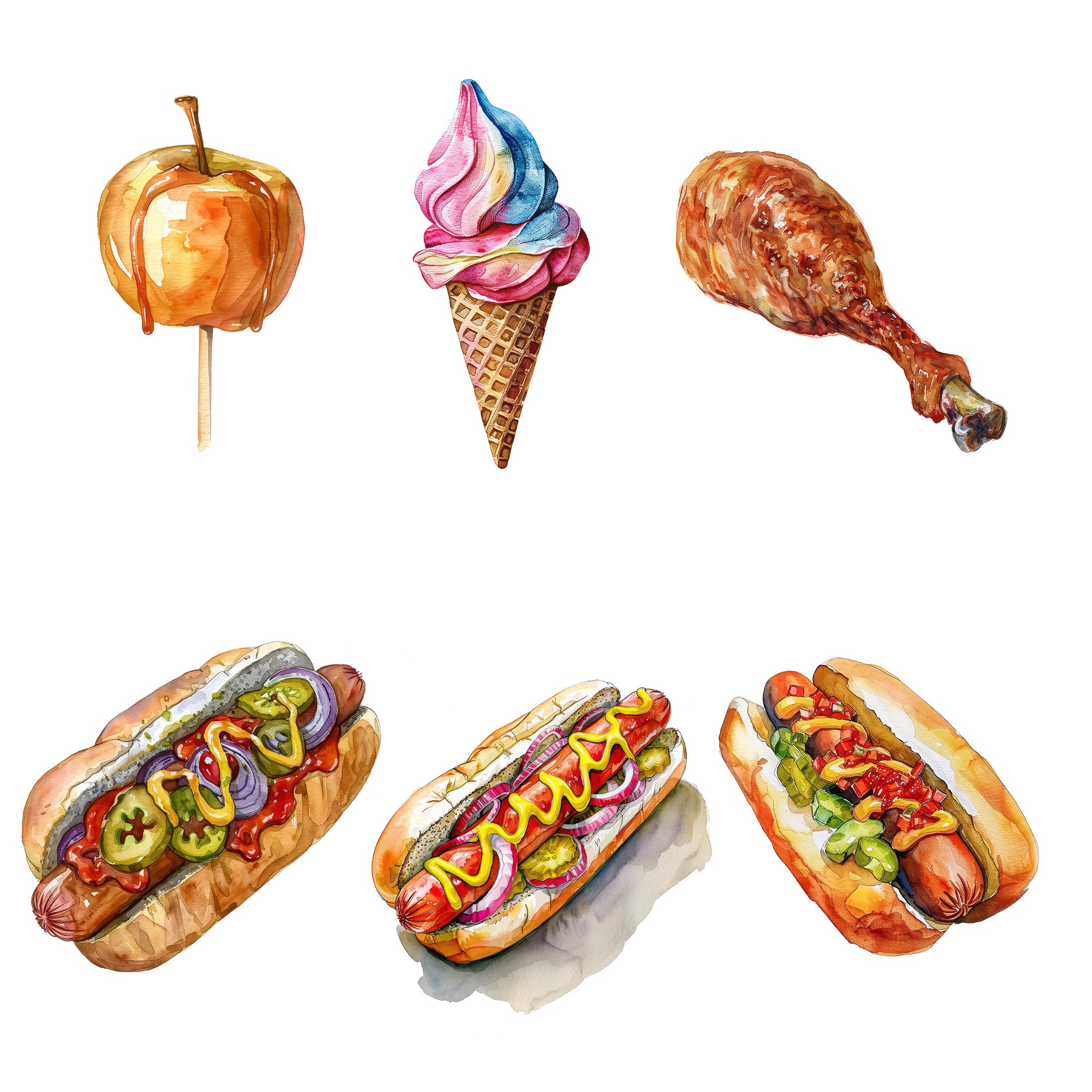 Carnival Food Clipart Bundle, Fair Treat Images, Invitation, Planners ...