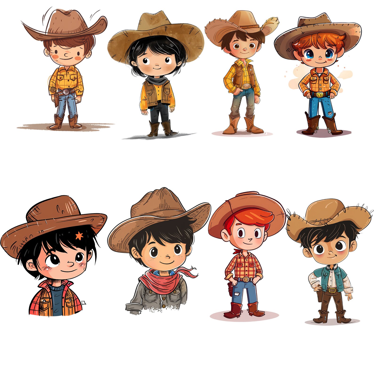 Cowgirls and Cowboys Clipart Bundle, Cute Cowboys, Cute Cowgirls ...