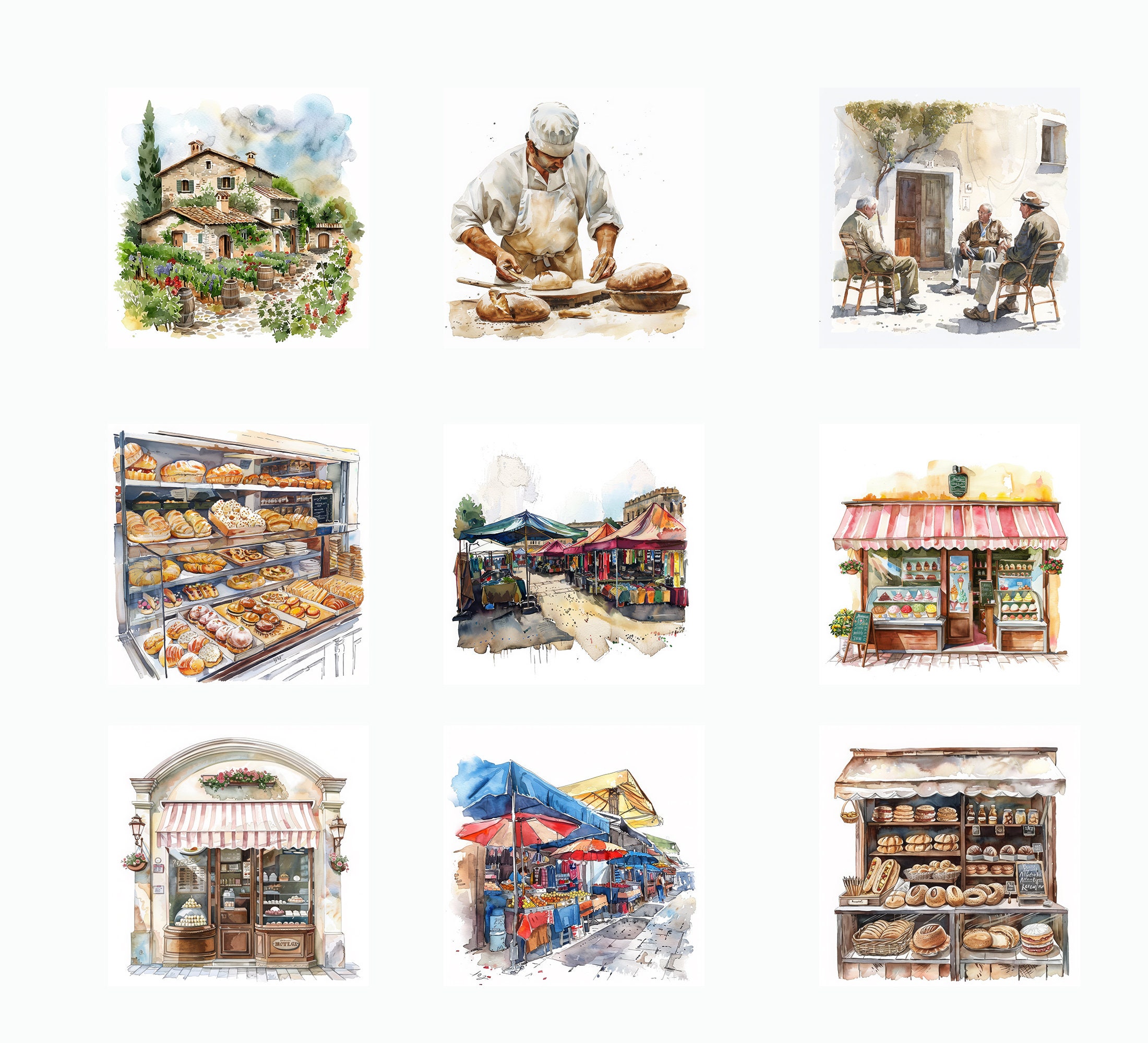 Beautiful Italy, Watercolor Summer Clipart, Travel, Italian Sceneries ...