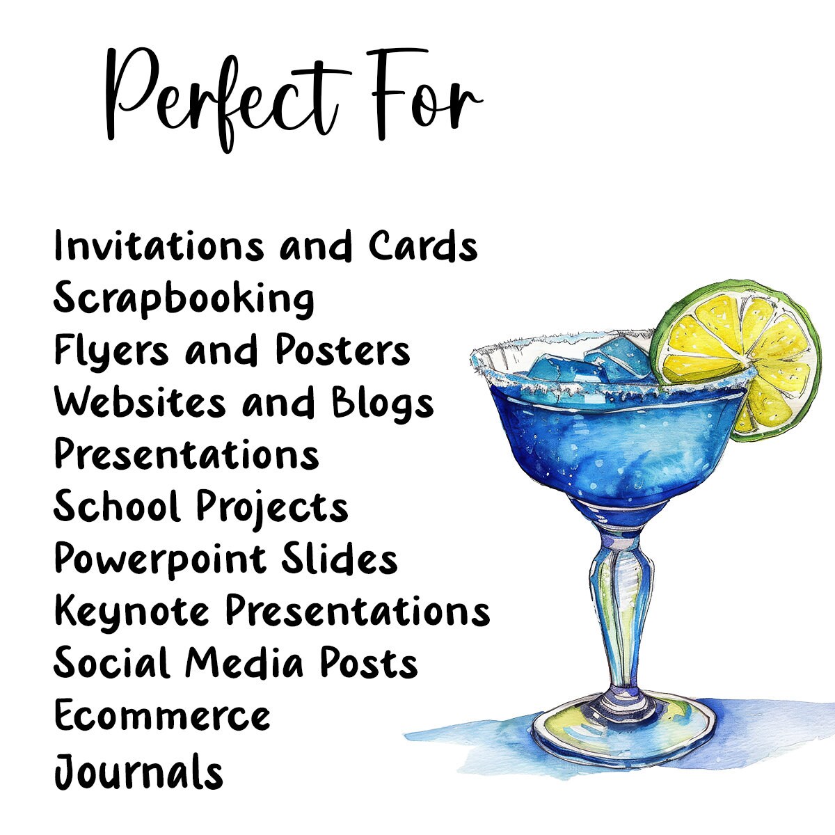 Cocktail Clipart, Watercolor PNG, Signature Drink Menu, DIY ...