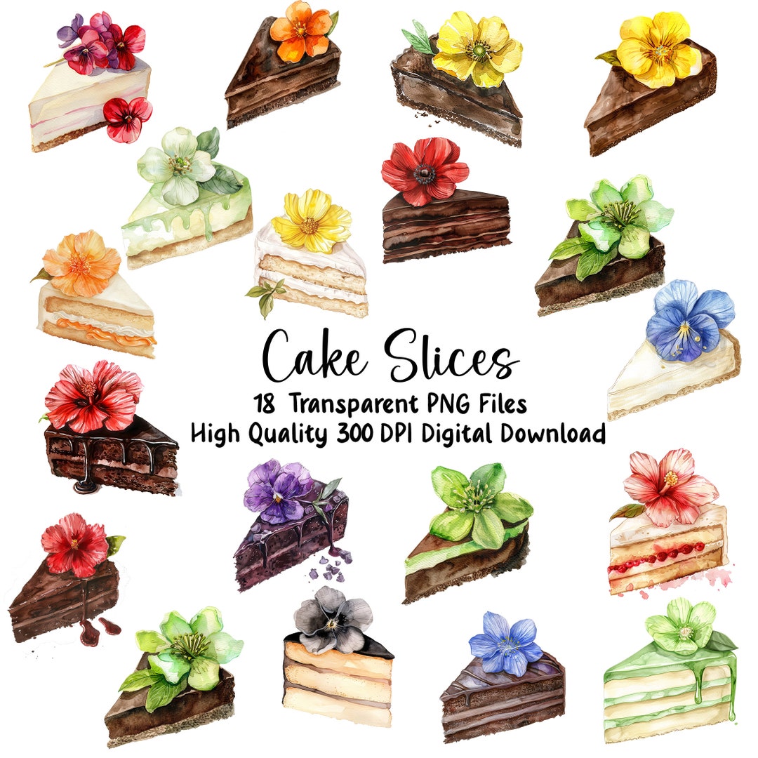 Floral Cake Slice Clipart: High-resolution PNG Graphics (commercial Use ...