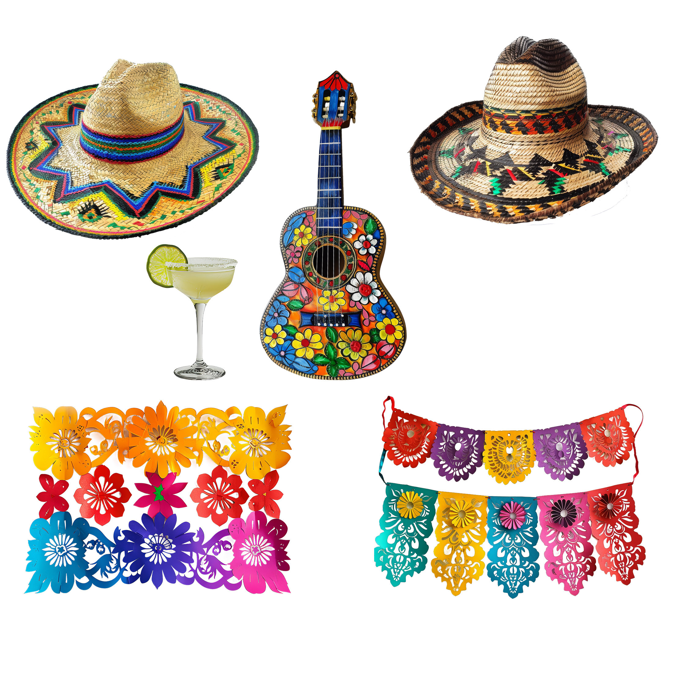 Vibrant Cinco De Mayo Clipart Collection PNG Watercolor Mexican Fiesta ...