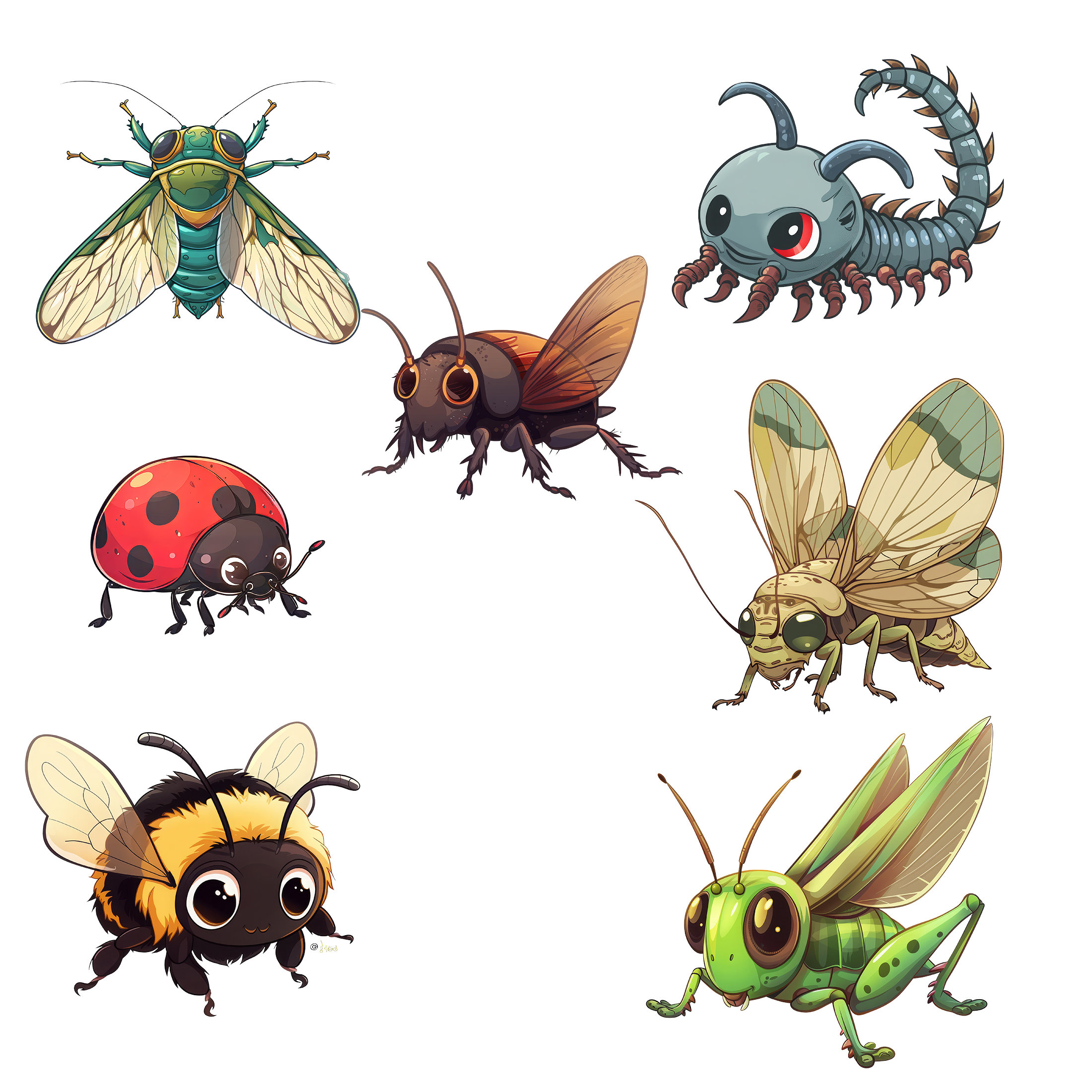 Chibi Insect Clipart Bundle, Bug Clipart Collection, Commercial Use ...