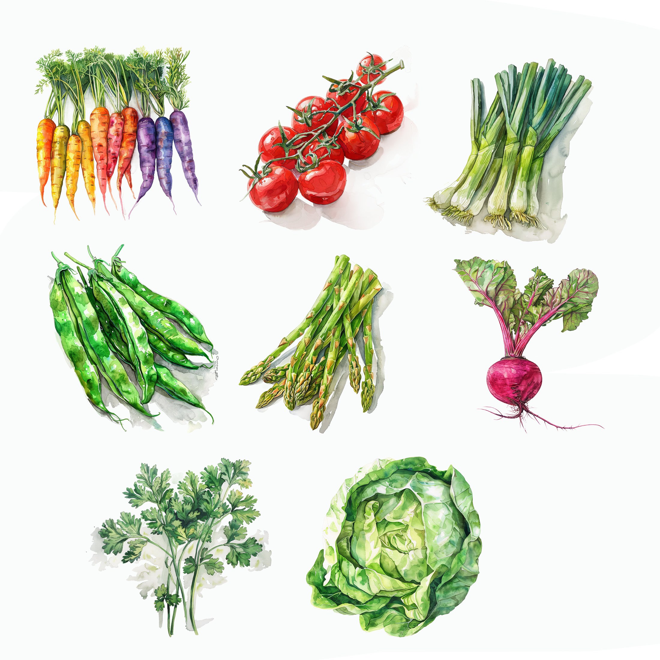 Watercolor Vegetable Clipart, Fresh Vegetable Images, PNG Files ...