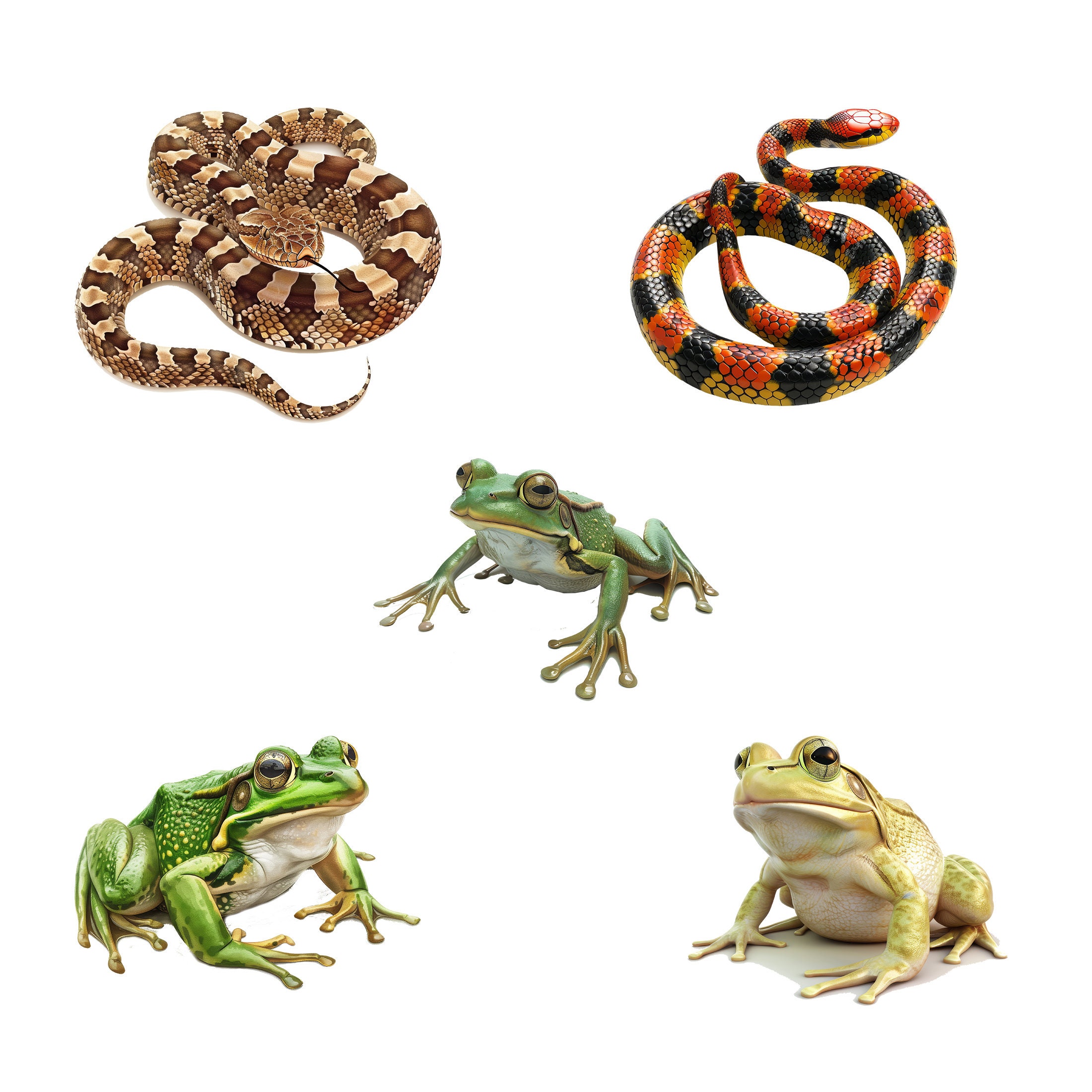 Reptiles Watercolor Clipart, Chameleon, Lizard, Snake, Turtle ...