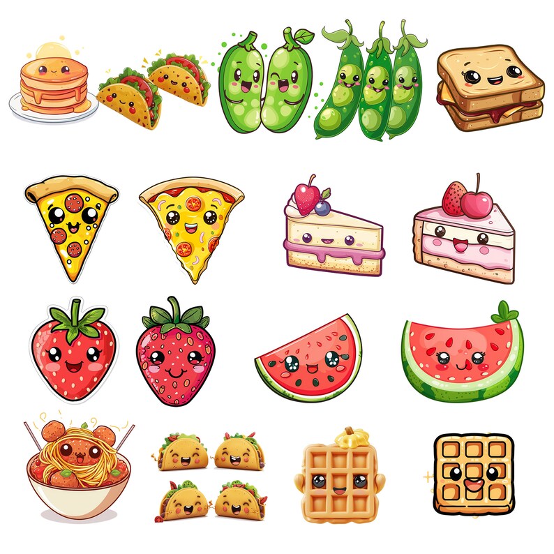 Kawaii Food Clipart | 65 Cute Food Graphics | Kawaii PNG Bundle ...