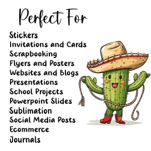 Cowboy Cacti Clipart, Whimsical Cactus Clipart, PNG, Invitations ...