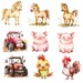 Kawaii Family Farm Clipart Pack, Whimsical Watercolor Farm Animals ...