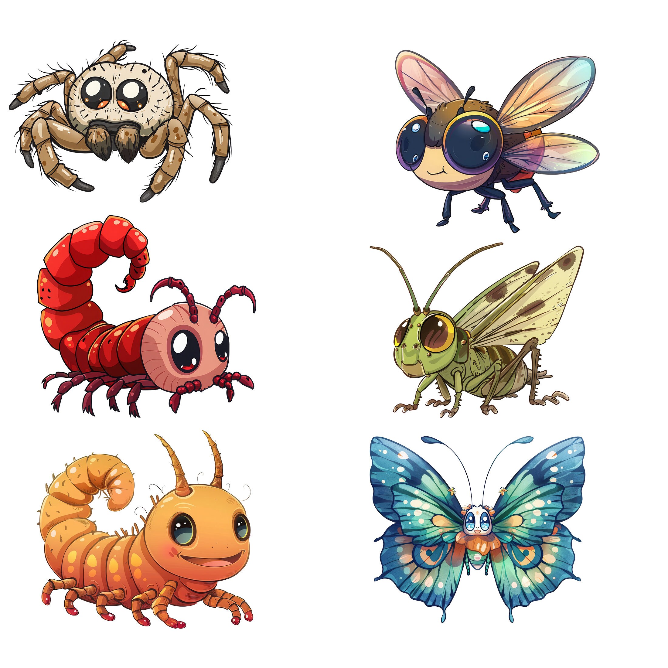 Chibi Insect Clipart Bundle, Bug Clipart Collection, Commercial Use ...