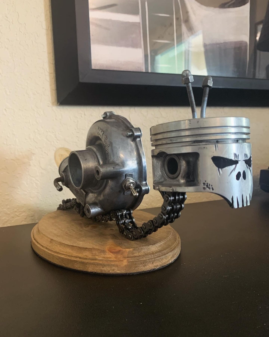 Skully Turbo Snail Lamp Car Part Art/car Part Decor/up Cycled/ Metal ...