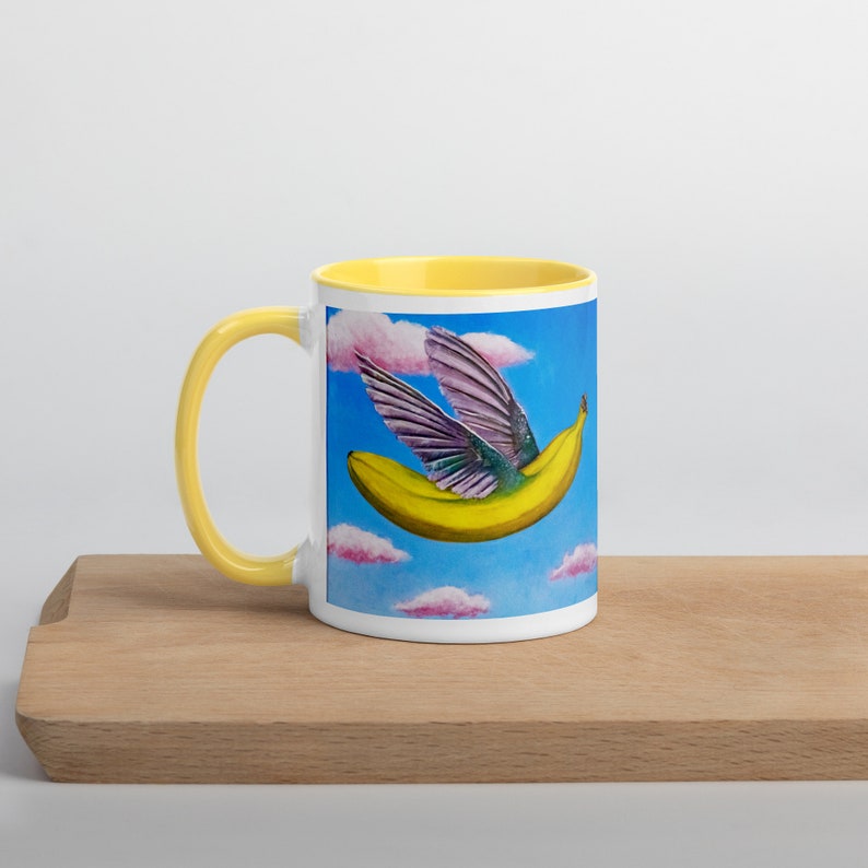 11 Oz. Mug With Original Flying Banana Fine Art Design With Color ...