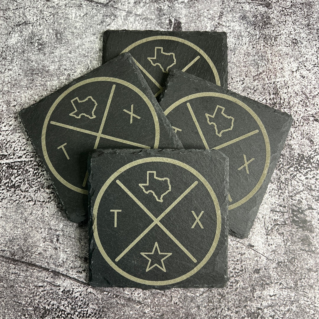 Laser Engraved Custom Coasters Texas Theme - Etsy