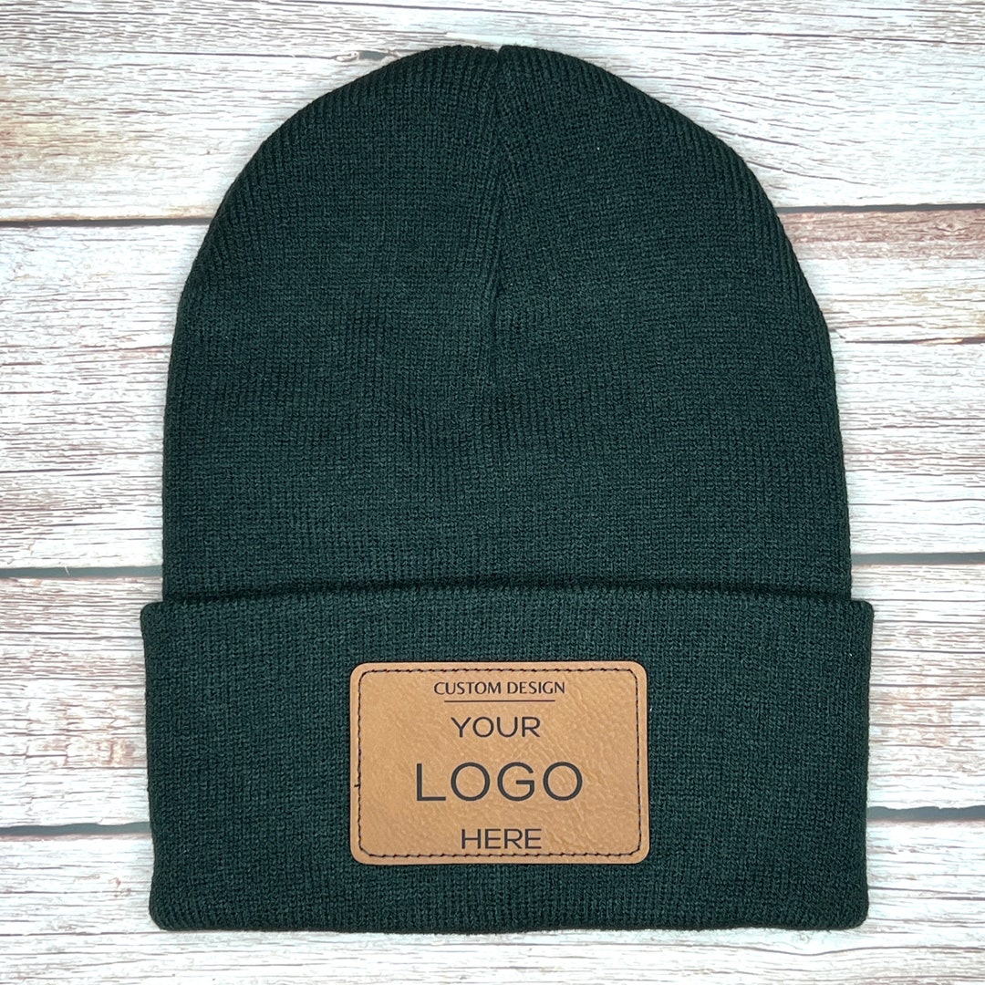 Custom Patch Beanie Laser Engraved Company Logo or Personal Brand on Cuff Beanie - Etsy