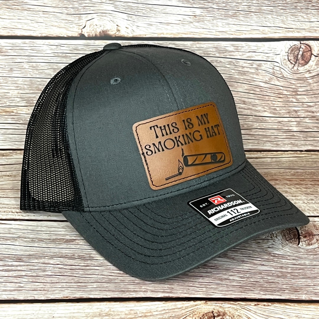 Cigar Smoking Hat Laser Engraved Patch on Snapback Richardson 112 ...