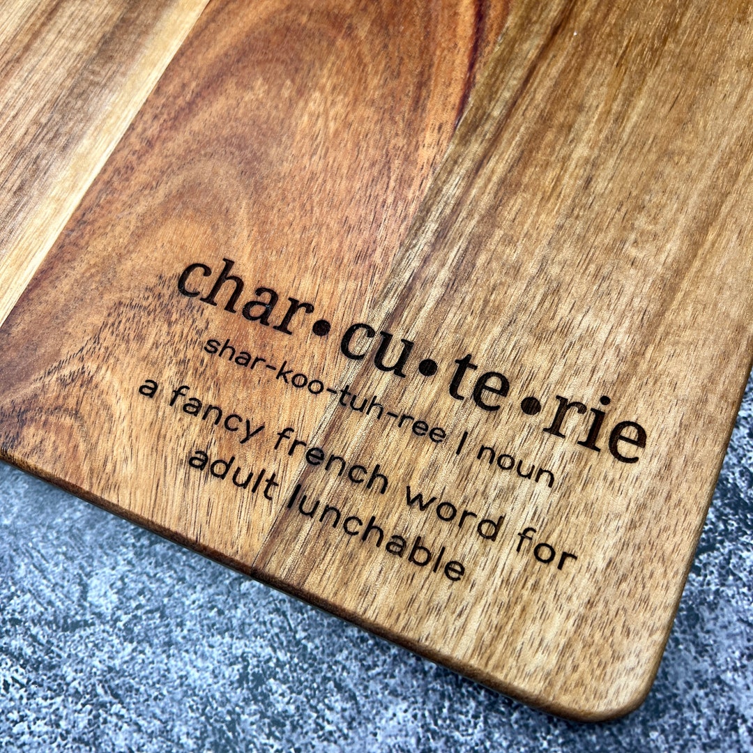 Laser Engraved Charcuterie Board Rustic Cheese Board With Handle ...