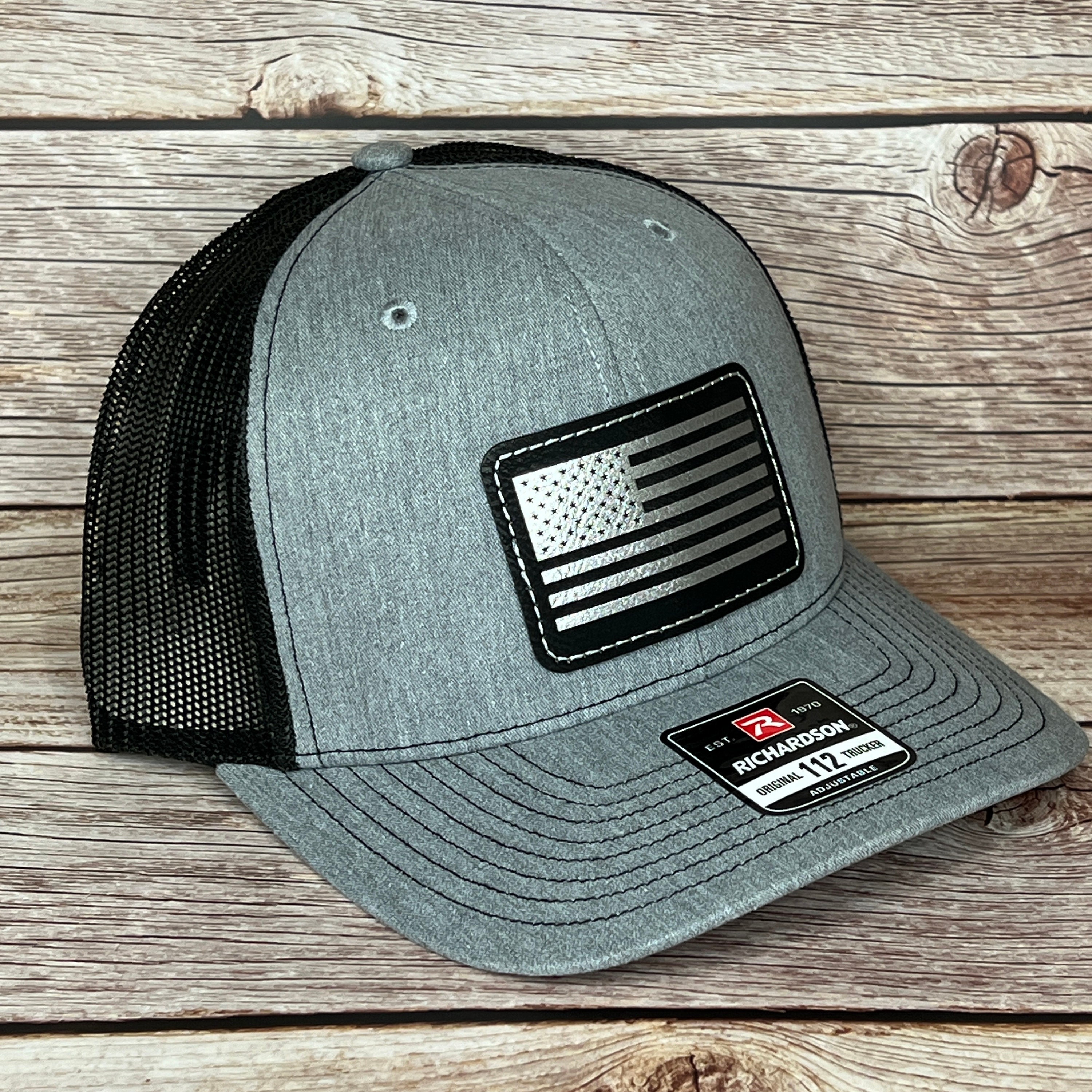 American Flag Patch Hat Patriotic Laser Engraved American Flag Patch on Snapback Richardson 112 ...