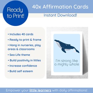 Sea Life Affirmation Cards for Kids: Positive Ocean Theme (digital ...