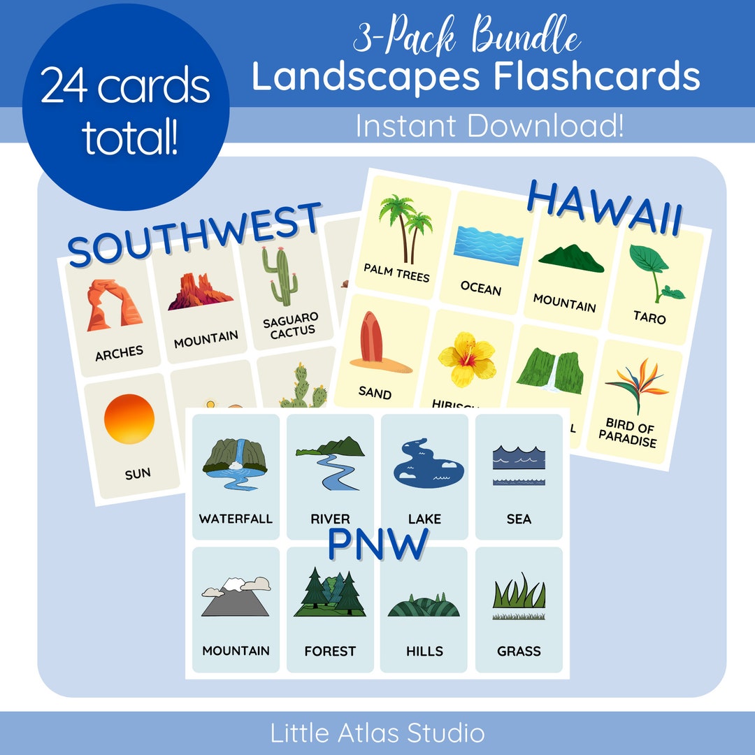 Landscapes Flashcards Bundle Pacific Northwest Southwest Hawaii for ...