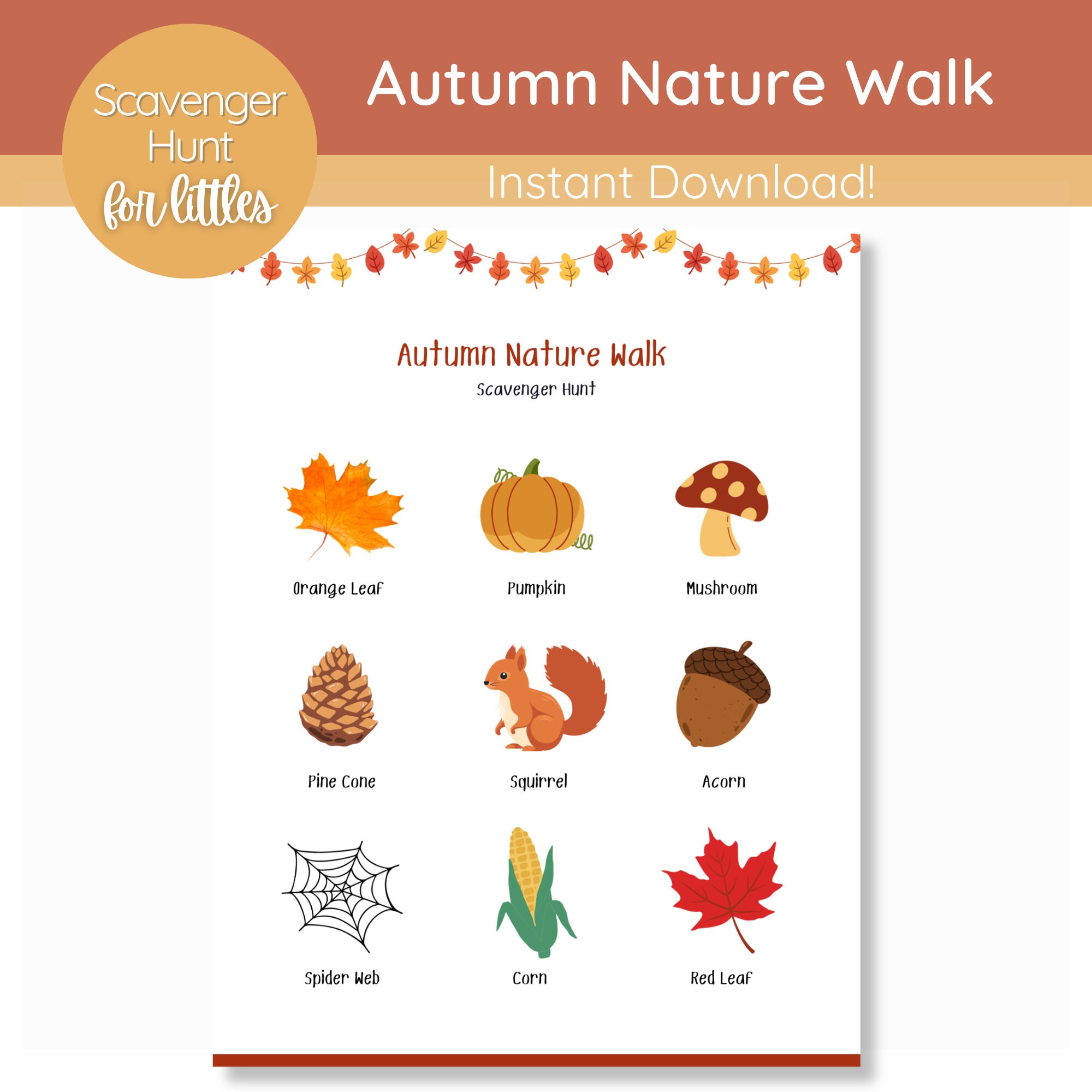 Autumn Fall Nature Walk Scavenger Hunt for Kids Preschool - Etsy