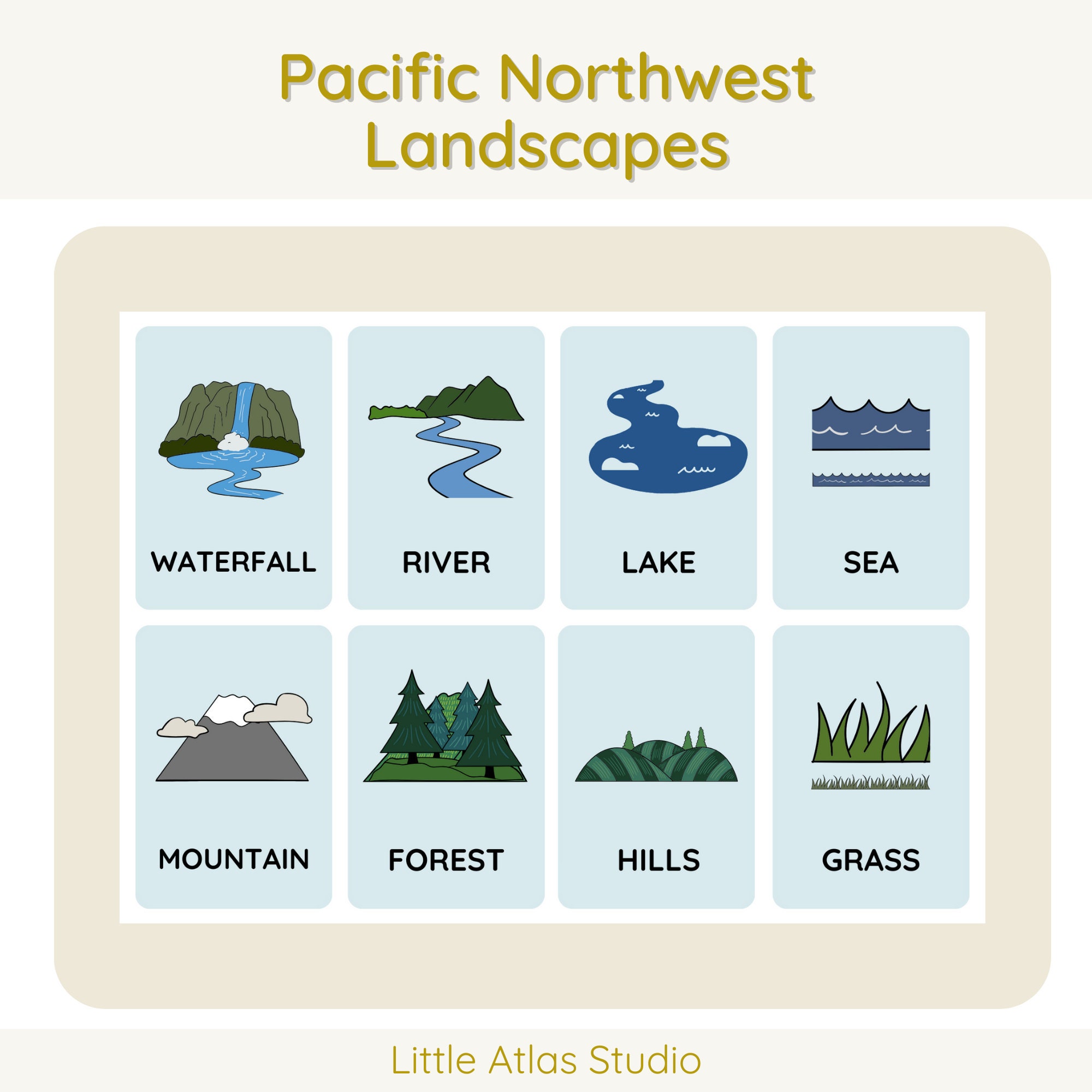 Landscapes Flashcards Bundle Pacific Northwest Southwest Hawaii for ...