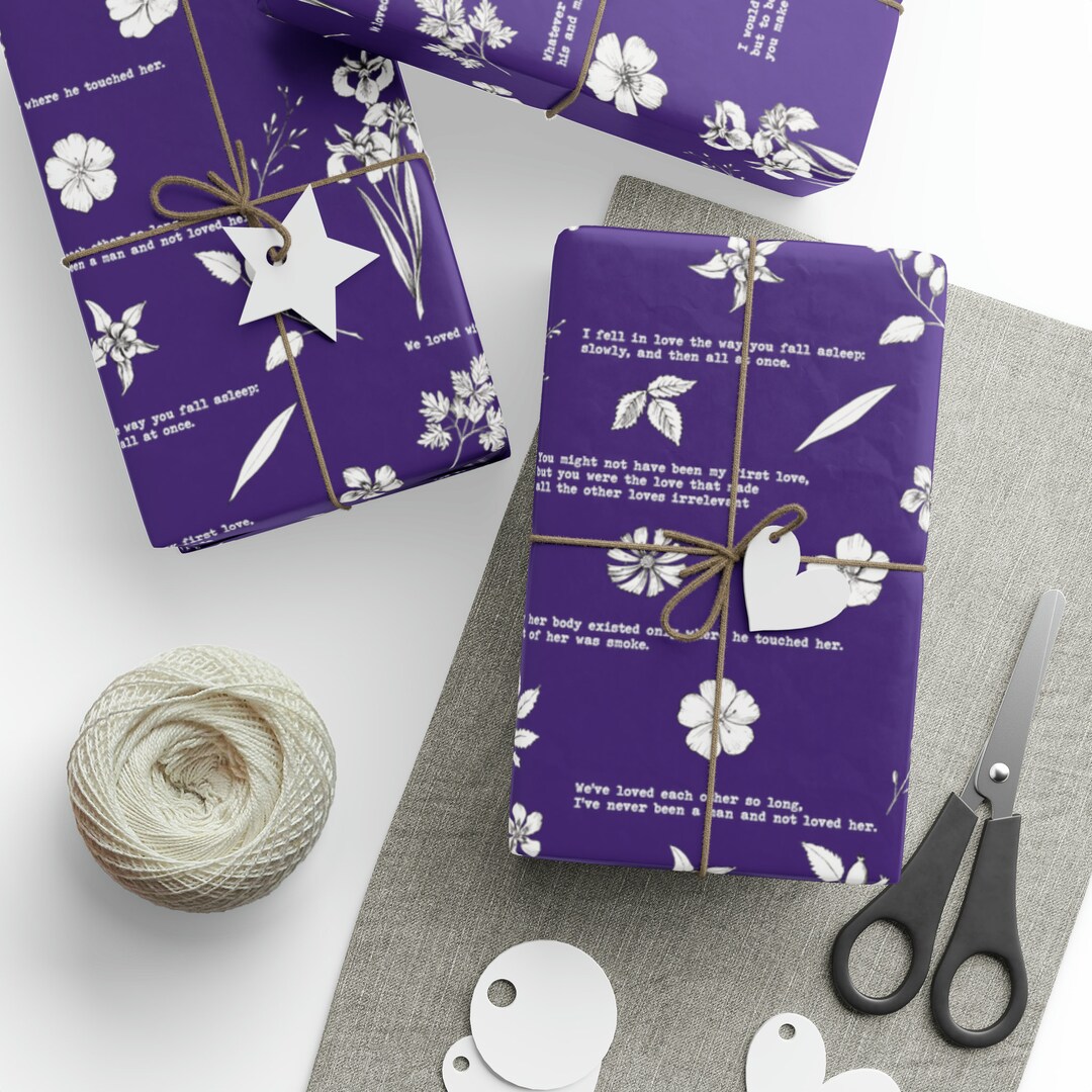 Floral Wrapping Paper, Romantic Wrapping Paper, Purple Wrapping Paper ...