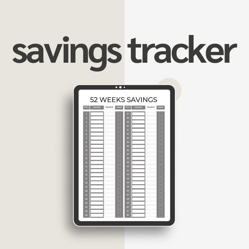 52 Week Savings Tracker - Etsy