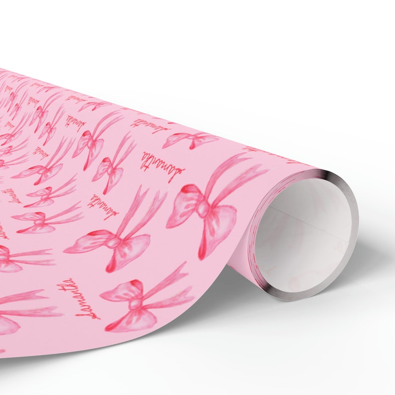 Personalized Girly Pink Wrapping Paper Roll Pink Bow Wrapping - Etsy