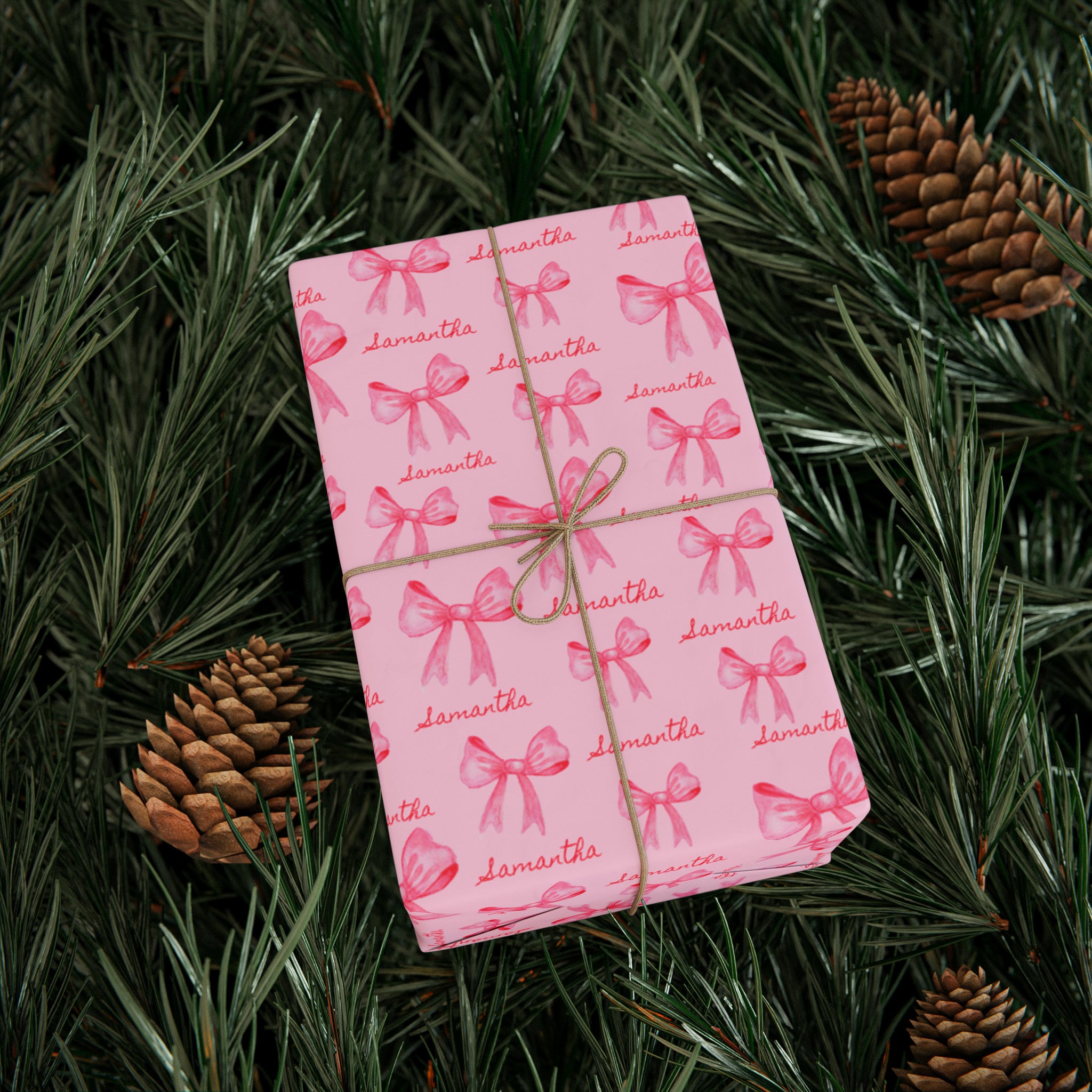Personalized Girly Pink Wrapping Paper Roll Pink Bow Wrapping - Etsy