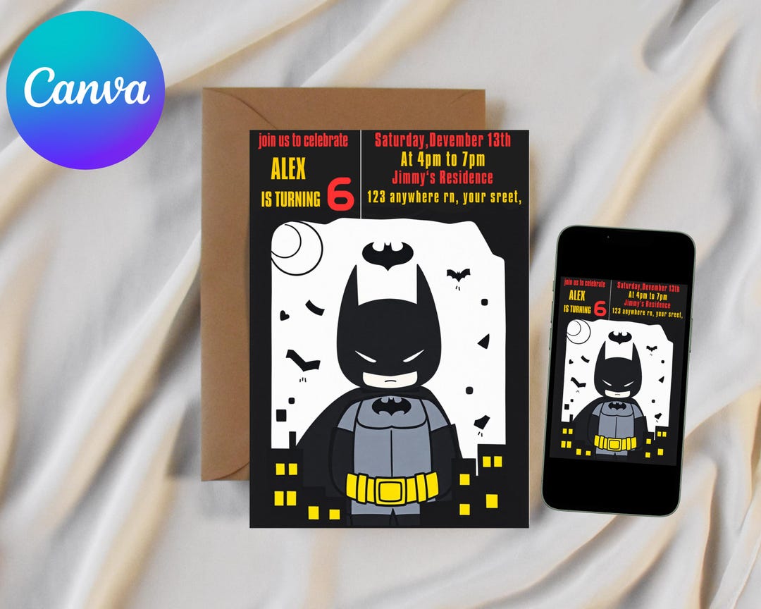 Digital Template Batman,editable Birthday Invitation, Magical Party ...