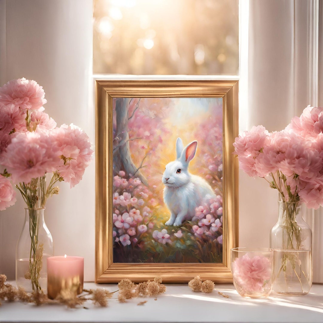 Spring White Rabbit | Spring Wall Decor | Printable | Nursery Art ...