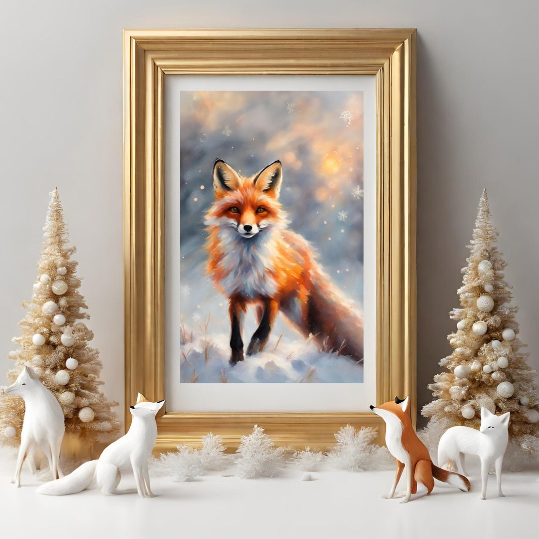 Christmas Fox Wall Art | Fox in the Snow | Christmas Wall Art Printable ...