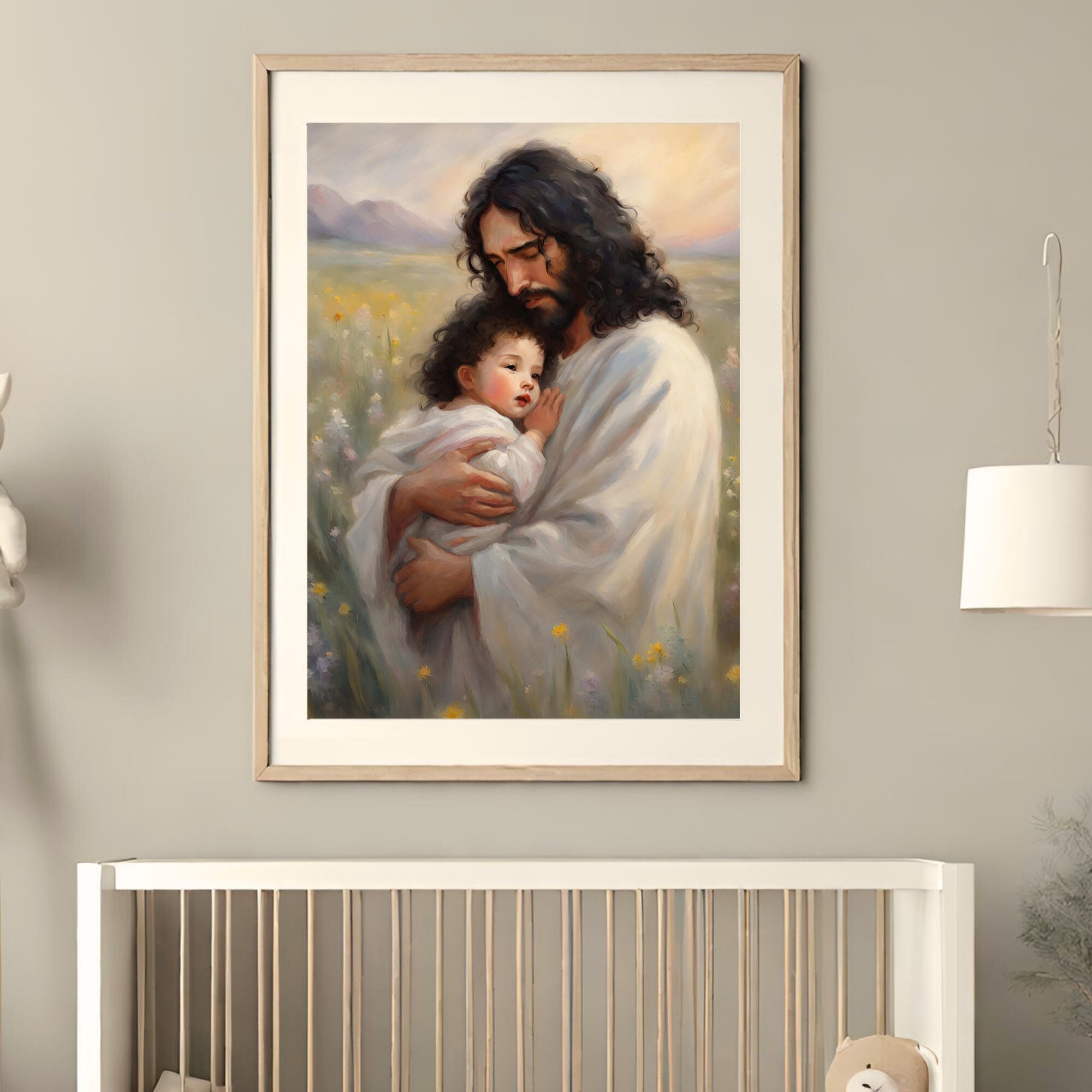 Jesus Holding Baby Girl Wall Art |jesus With Child | Jesus Portrait ...
