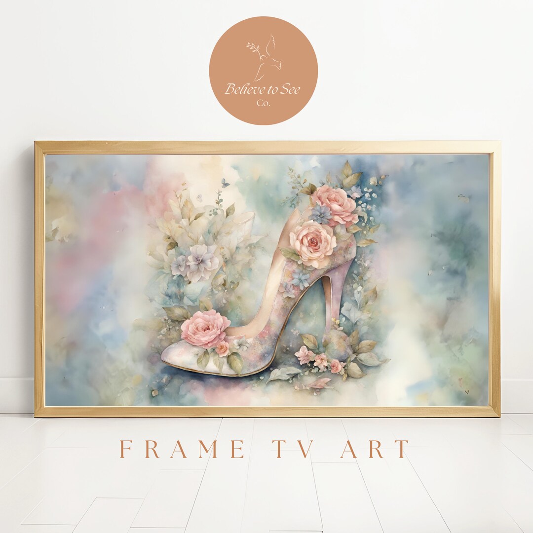 Spring Floral Pastel High Heel Frame TV Art - Fashion-inspired Digital ...