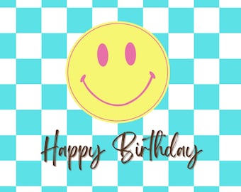 Happy Birthday Card With a Smiley Face - Etsy