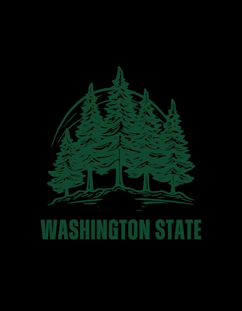 Washington State PNG SVG Evergreen PNW Shirt Design Download File - Etsy