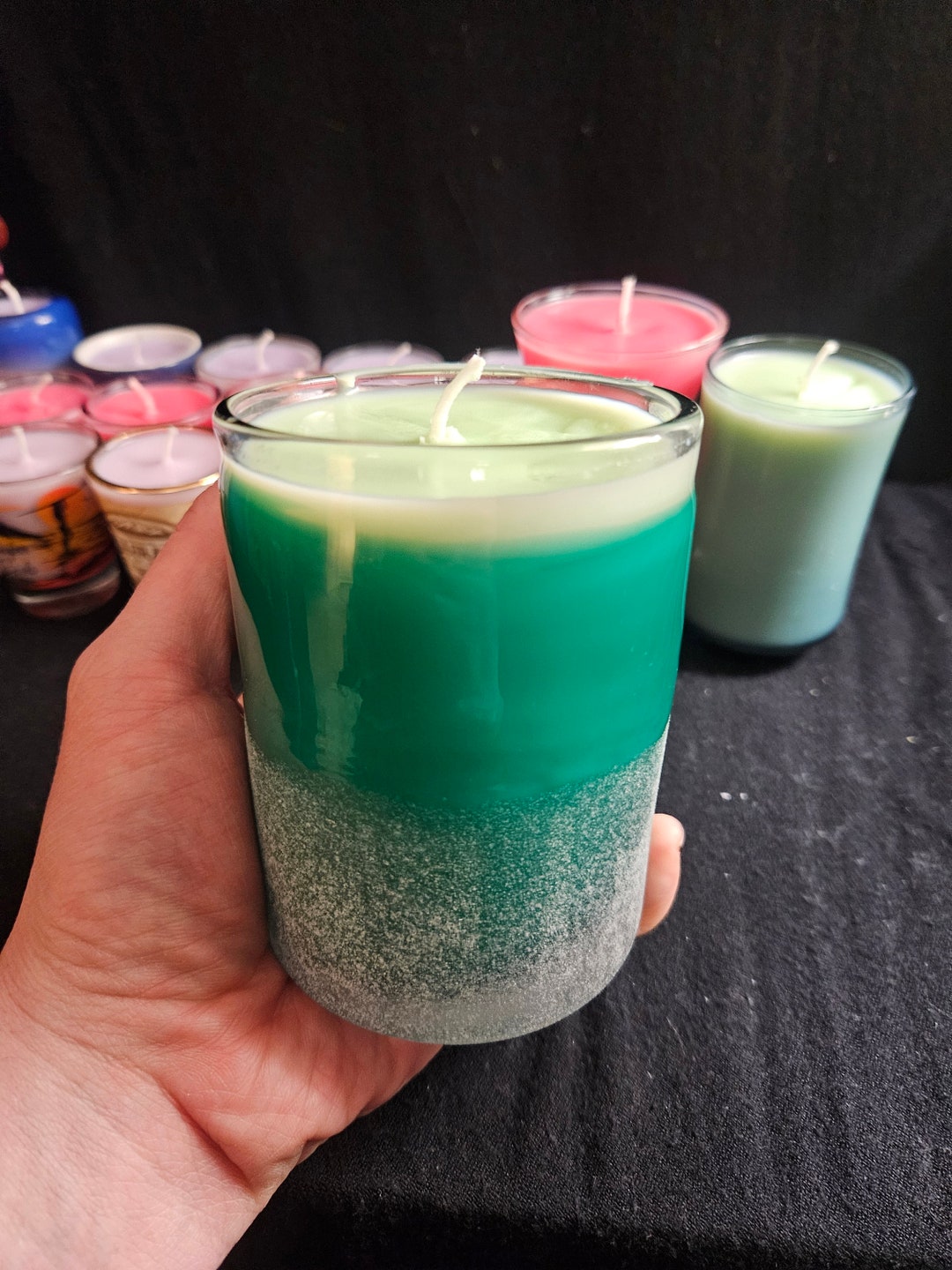 Frosted Glass Peppermint Candle - Etsy