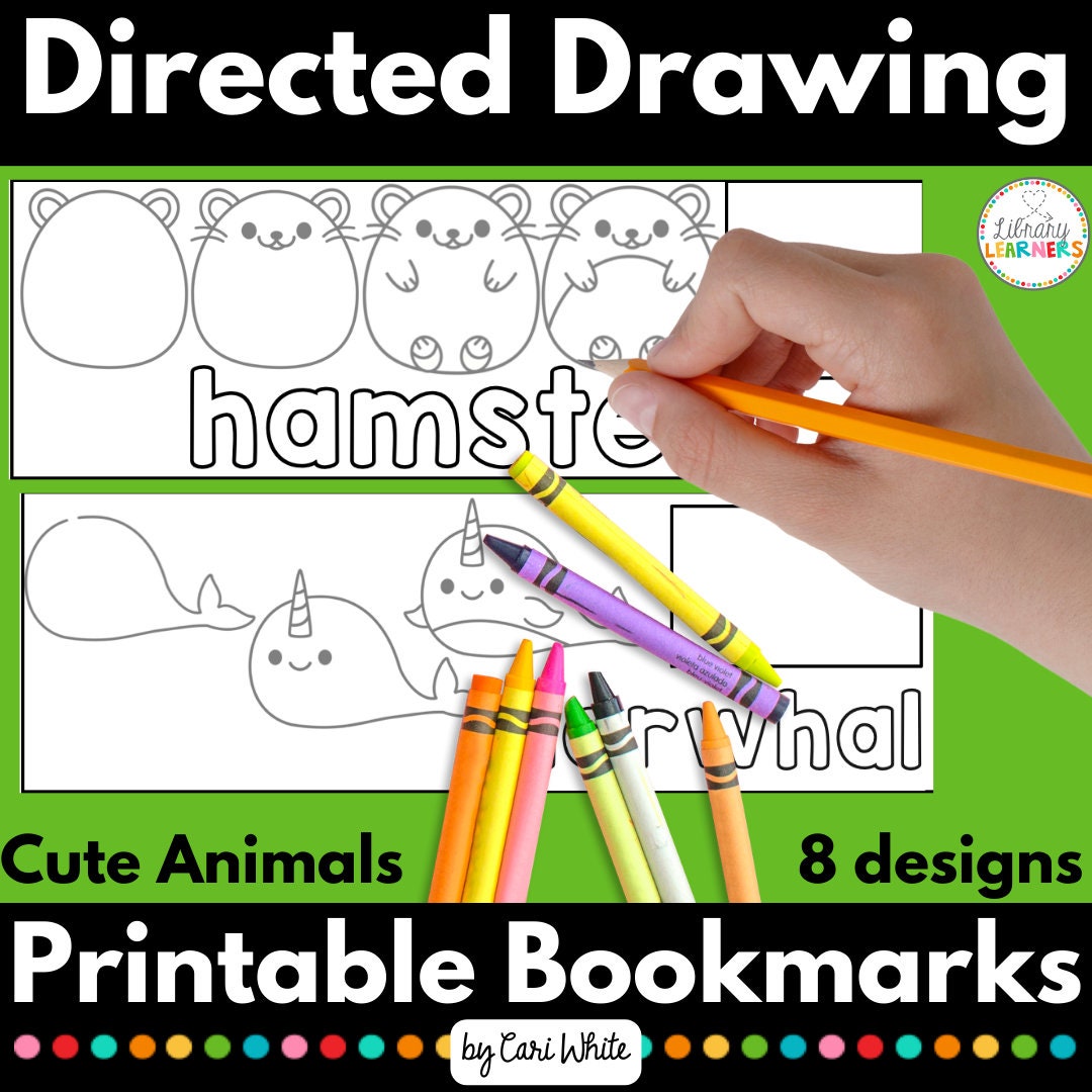 Cute Animals Directed Drawing Printable Bookmarks - Etsy