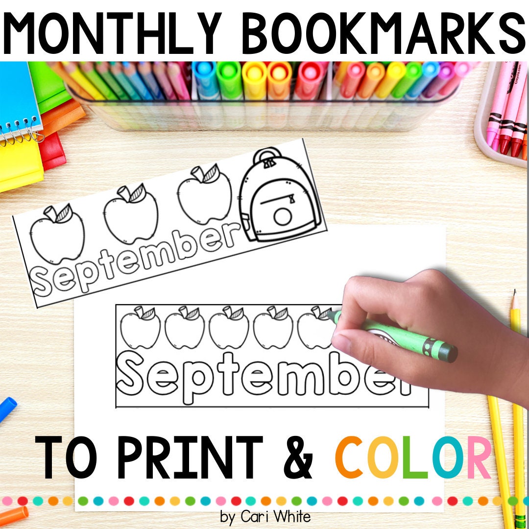 Printable Bookmarks to Color Months Library Center Station Activities ...