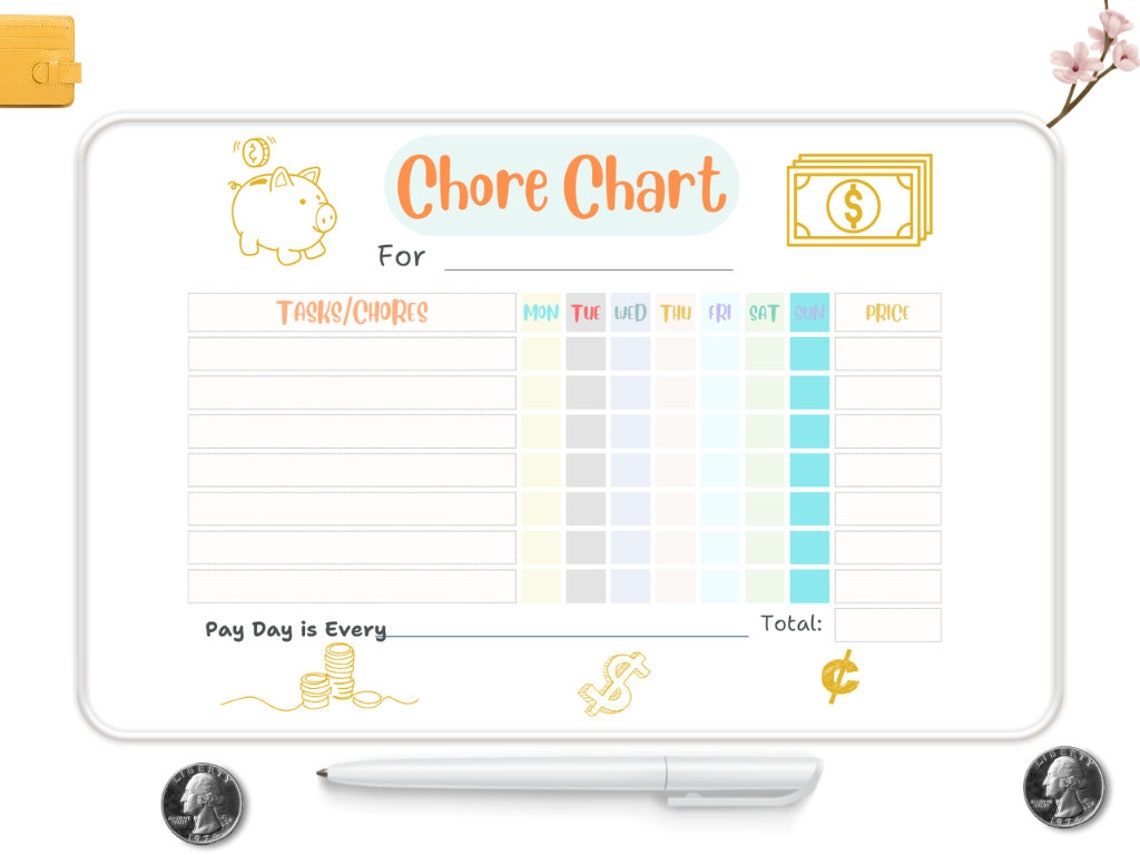 Kids Chore Chart | Printable Chore Chart | Kids Chore Tracker | Chore ...