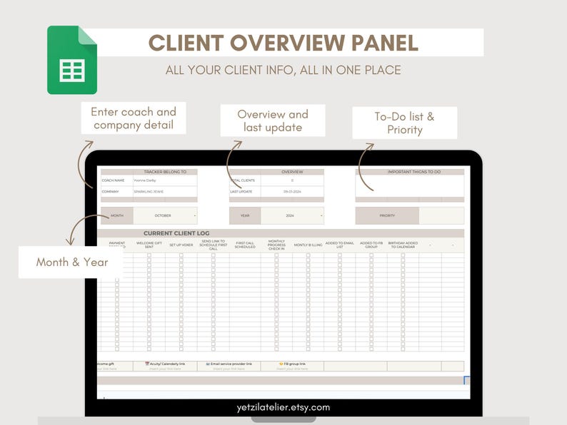 Client Onboarding Tracker Spreadsheet 4 Color in 1 | Client Management ...