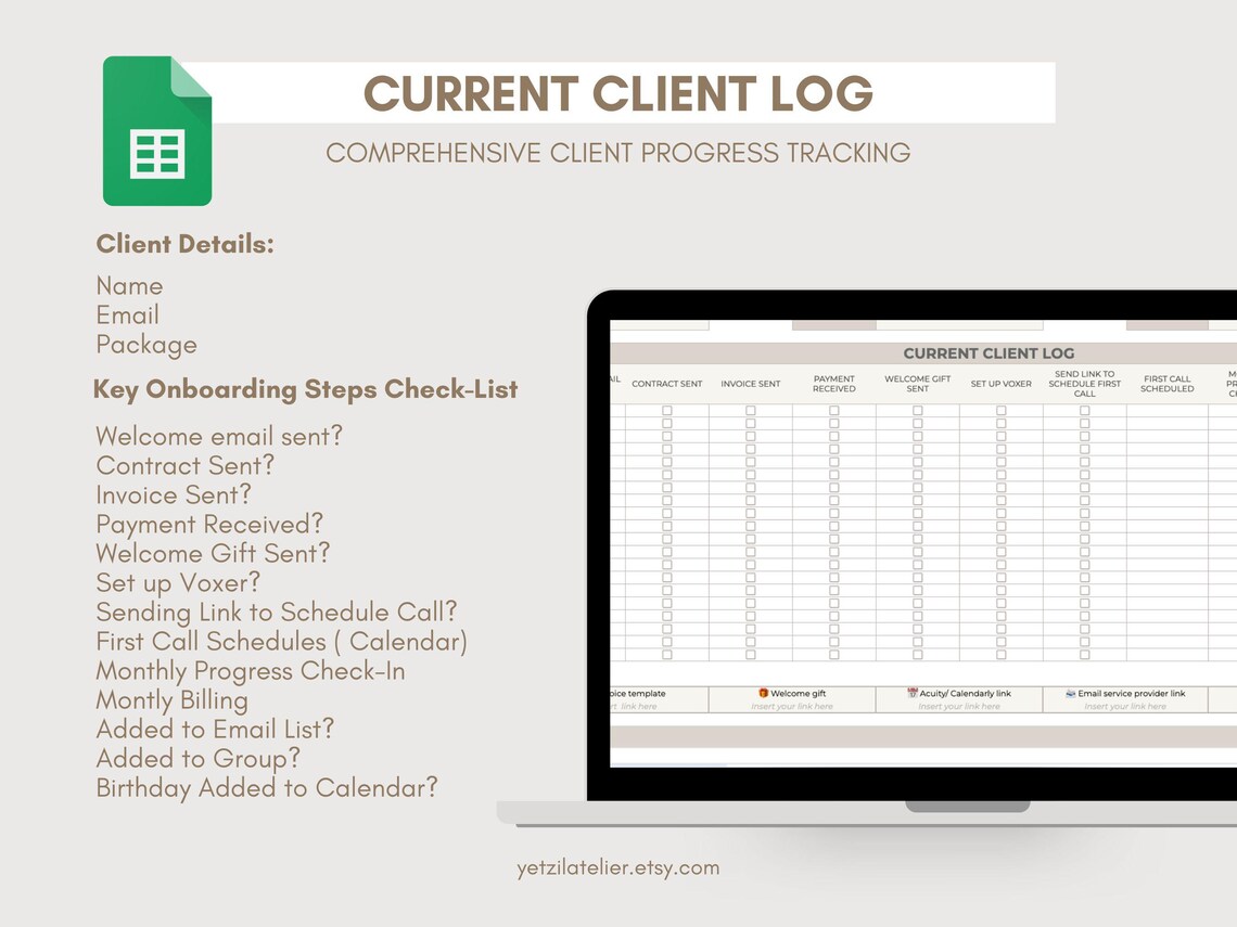 Client Onboarding Tracker Spreadsheet 4 Color in 1 | Client Management ...