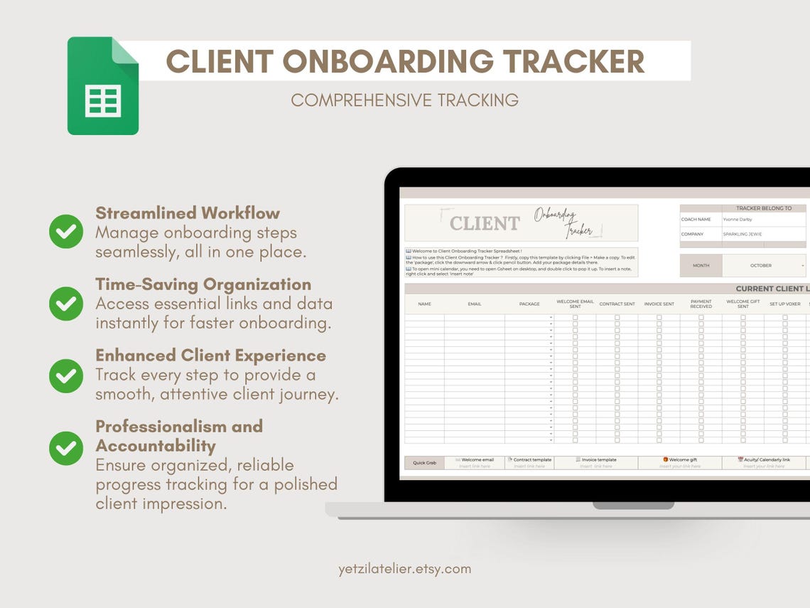 Client Onboarding Tracker Spreadsheet 4 Color in 1 | Client Management ...