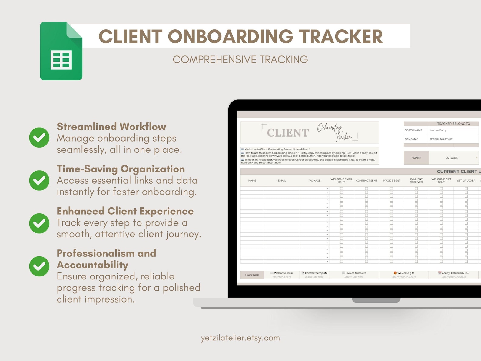 Client Onboarding Tracker Spreadsheet 4 Color in 1 | Client Management ...