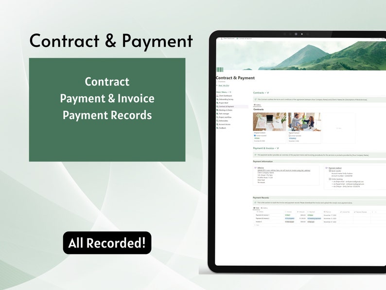 Client Dashboard Notion Template Digital Business Template For