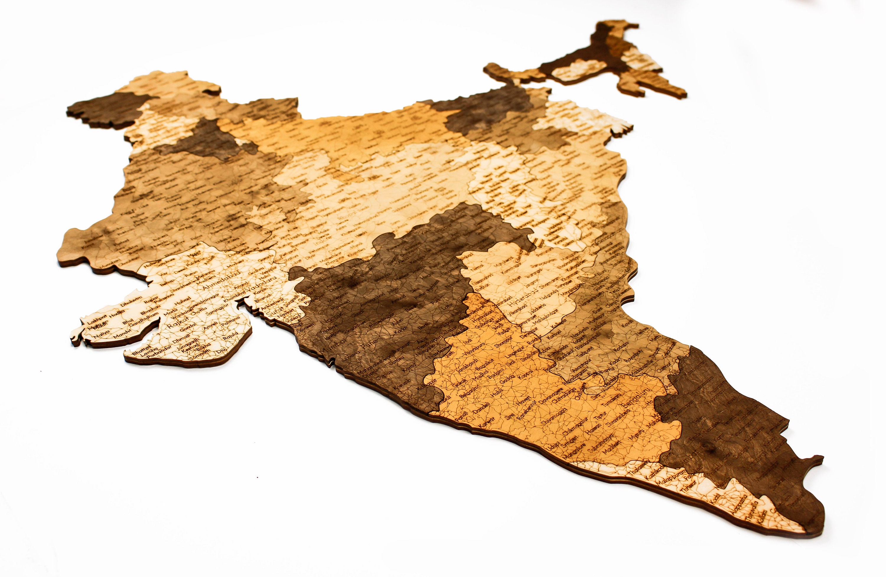 Wooden India Map With Roads,push Pin Map Traveler Decor Wall Art Map of ...