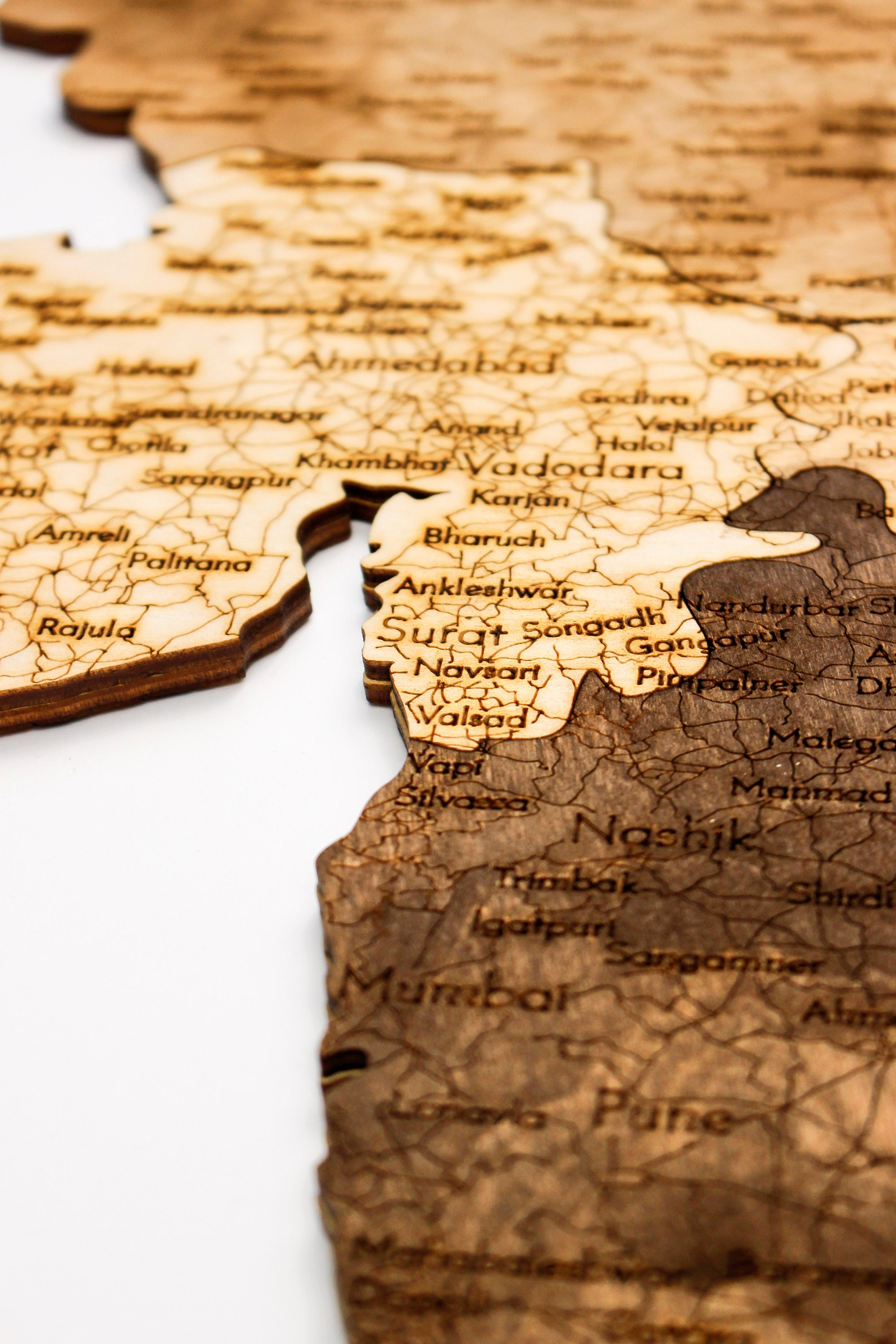 Wooden India Map With Roads,push Pin Map Traveler Decor Wall Art Map of ...