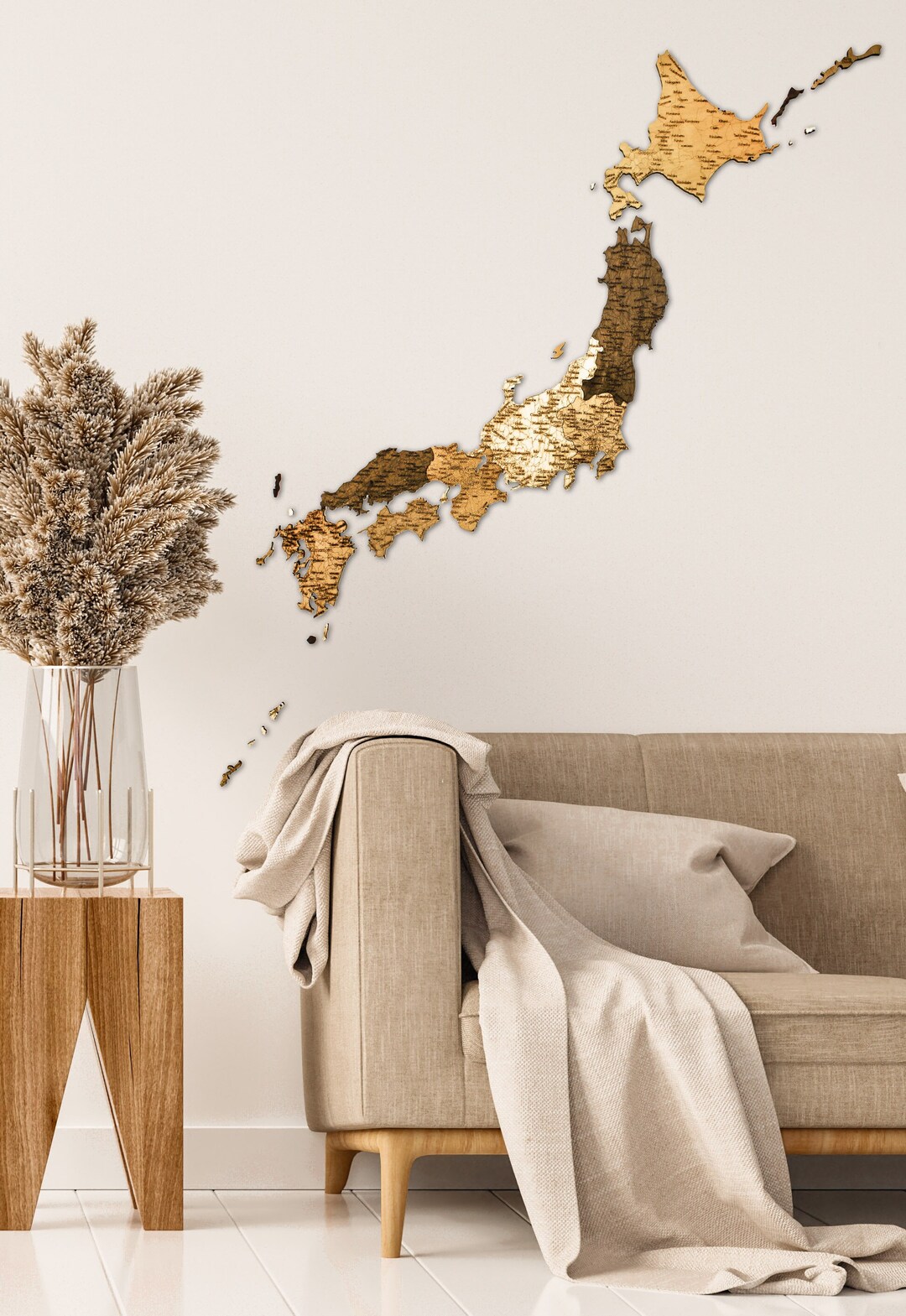 Japan Wooden Design Wall Map Japan Map, Wall Art, Apartment Decor, for ...