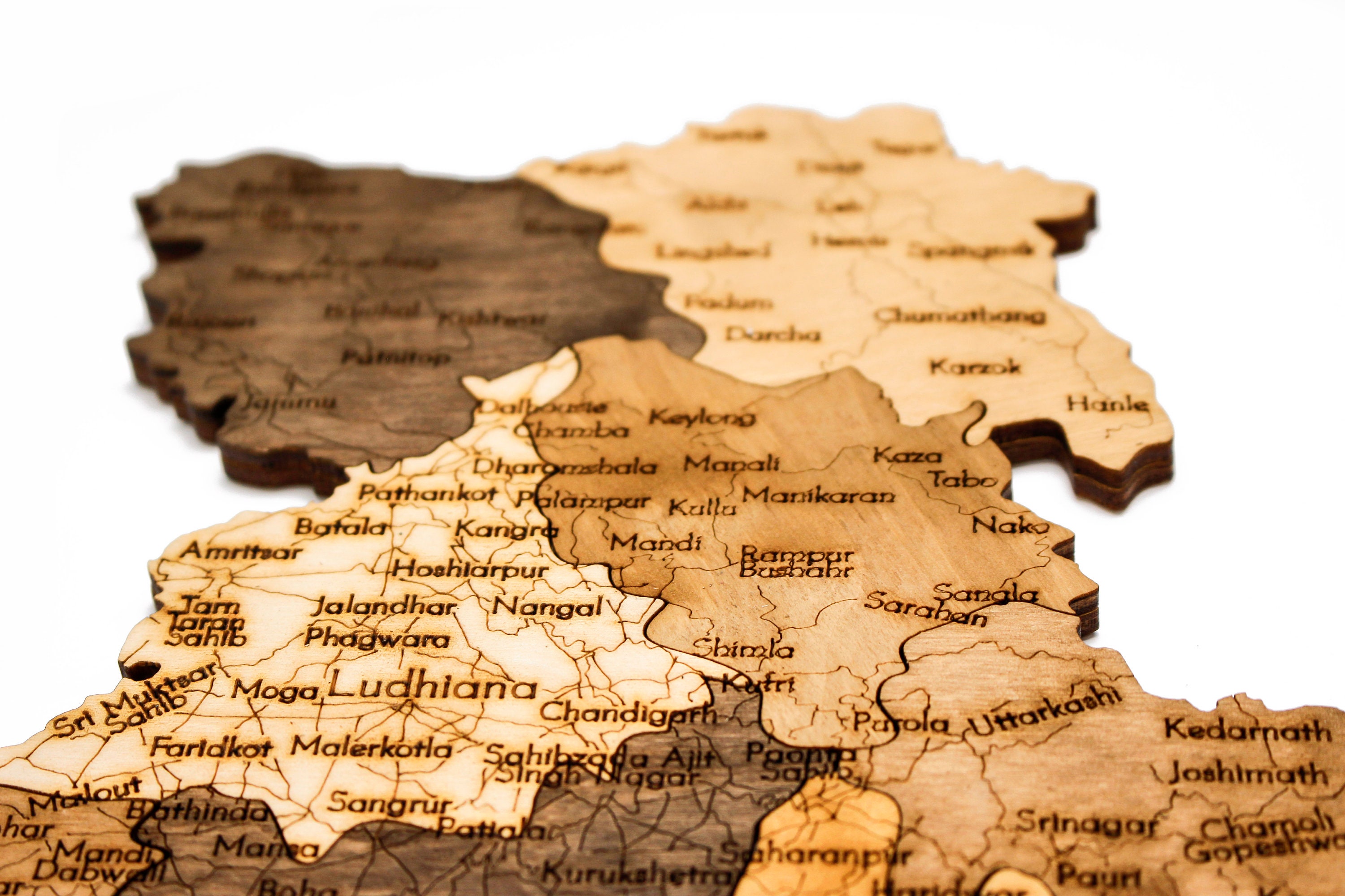 Wooden India Map With Roads,push Pin Map Traveler Decor Wall Art Map of ...