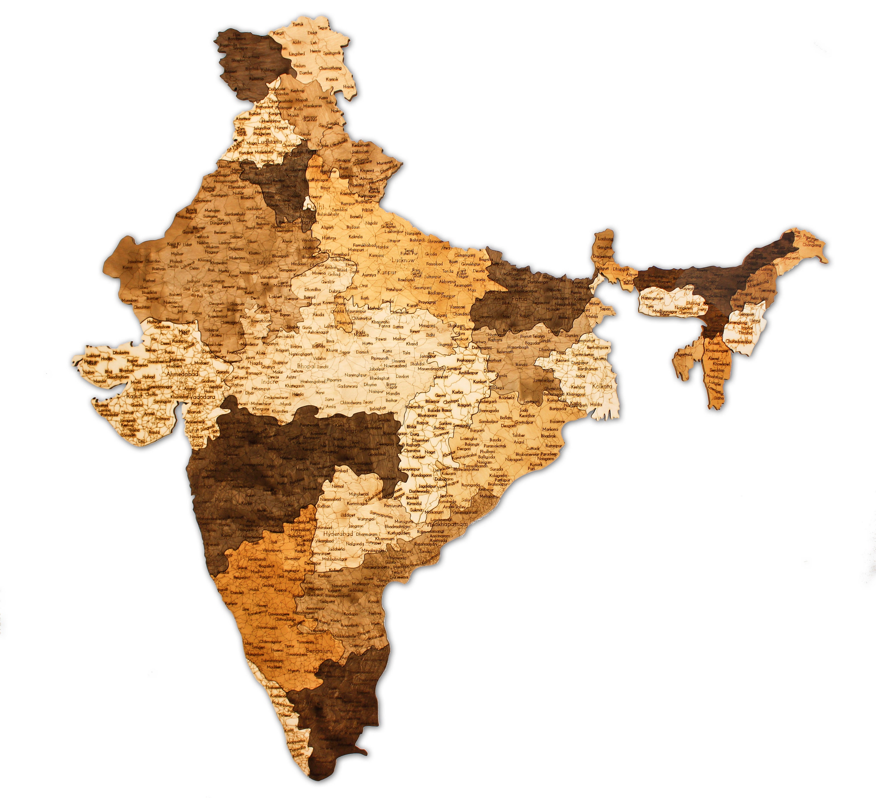 Wooden India Map With Roads,push Pin Map Traveler Decor Wall Art Map of ...
